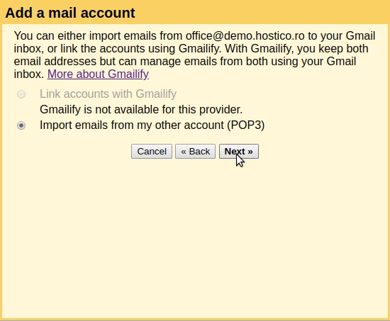 Setting up an email inbox in the Gmail interface | Hostico