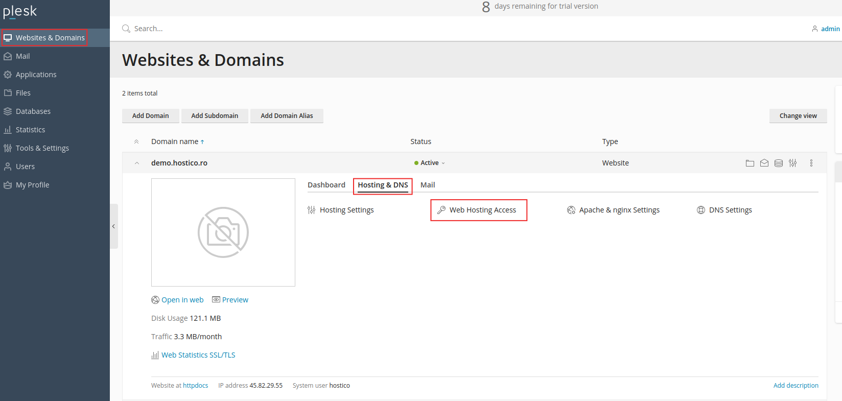 Change Plesk password | Hostico
